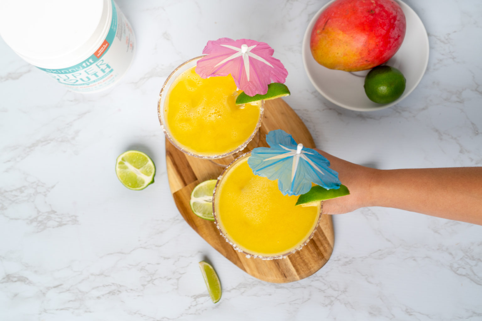 Peach Mango Margaritas With Collagen (Perfect For Summer)!
