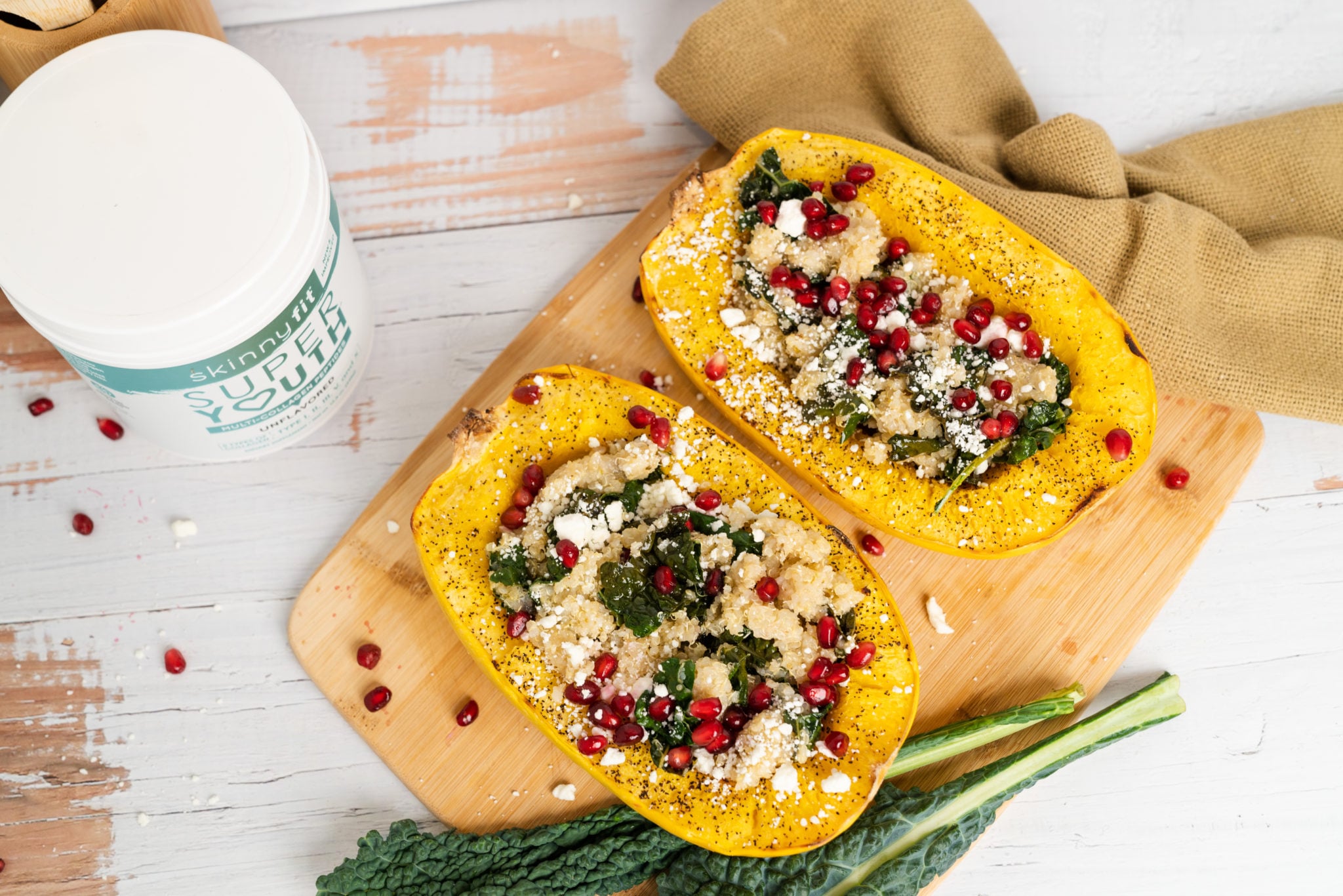 Nutritious Fall Quinoa Stuffed Squash w/ Kale