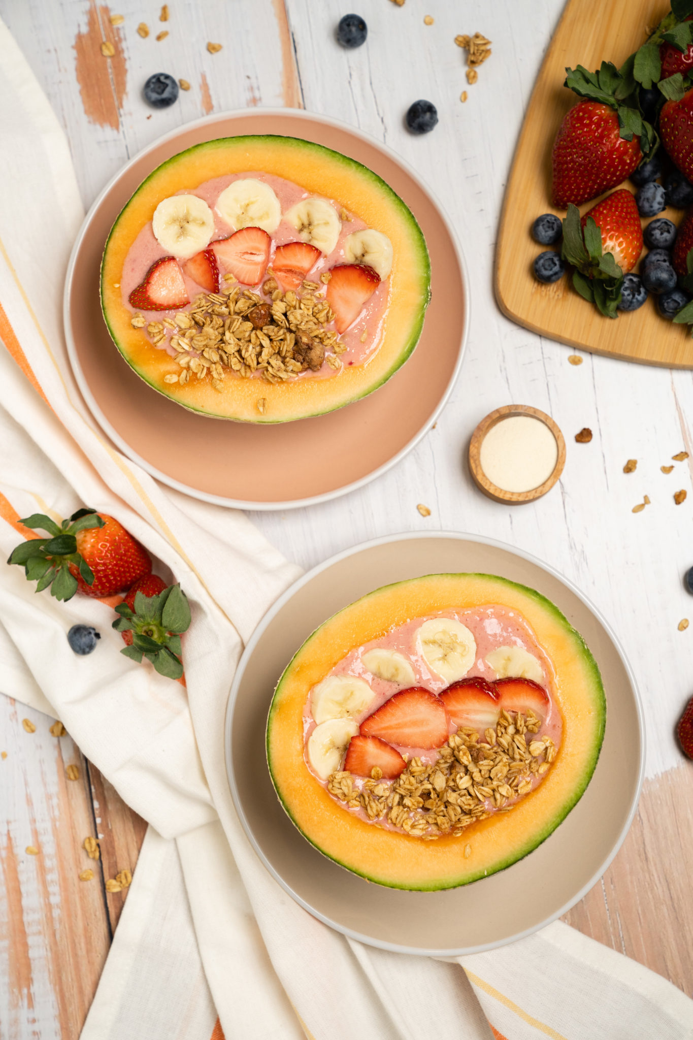 Colorful Cantaloupe Breakfast Bowls