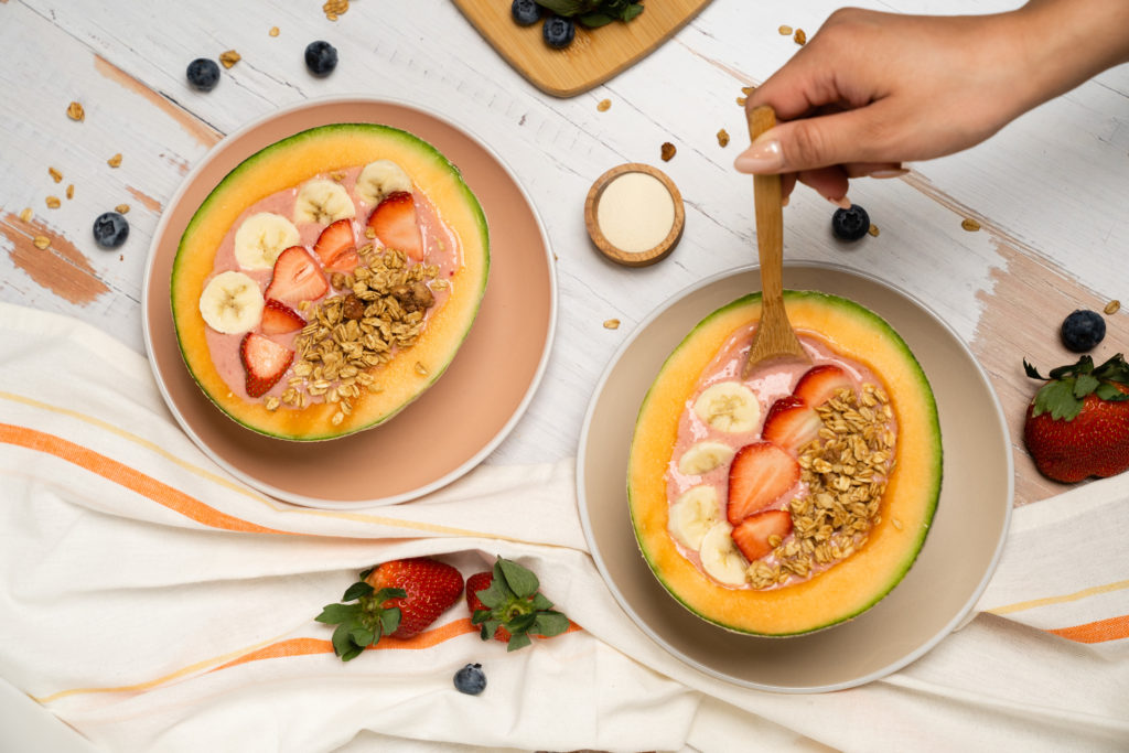 Colorful Cantaloupe Breakfast Bowls