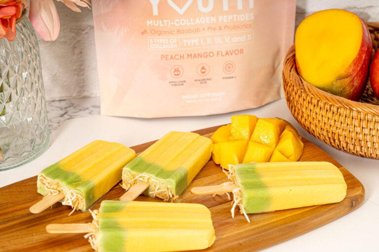 Coconut Mango Matcha Glow Popsicles